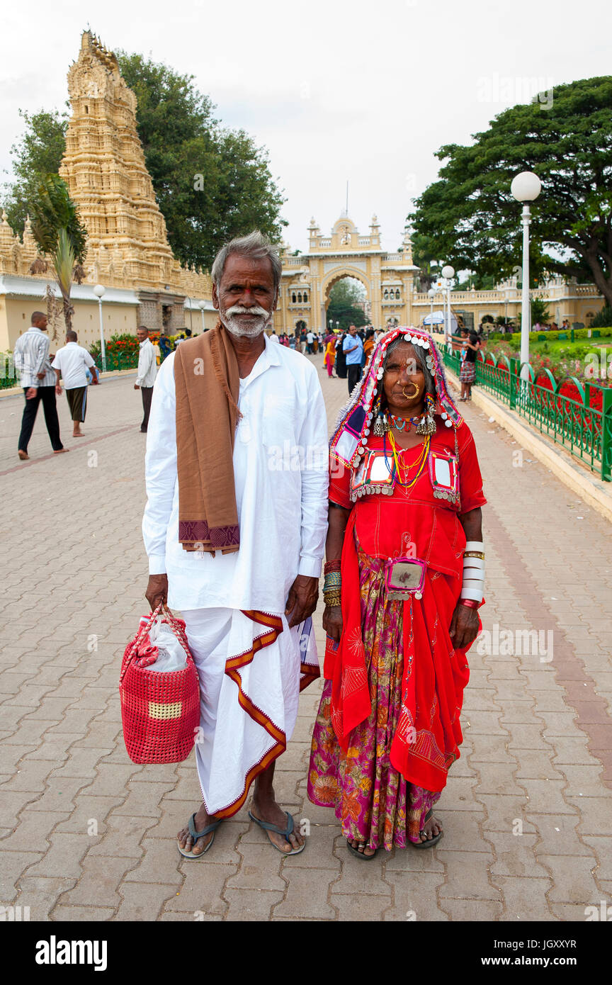 Indian people visiting Mysore Palace, Mysore, Karnataka, India Stock ...