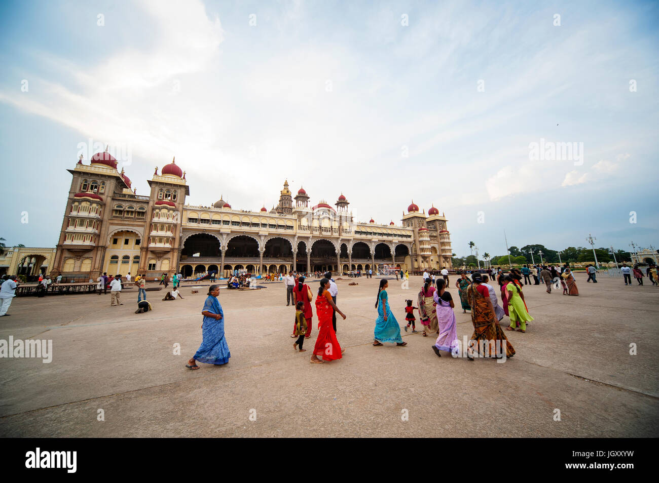 Indian people visiting Mysore Palace, Mysore, Karnataka, India Stock ...