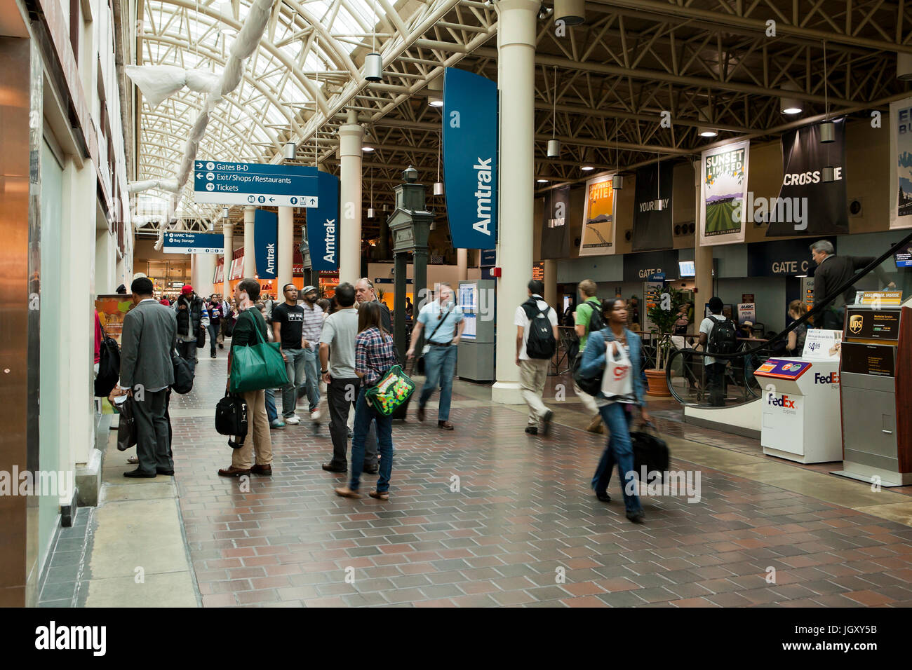 Travelers walking through Amtrak station at Union Station - Washington ...