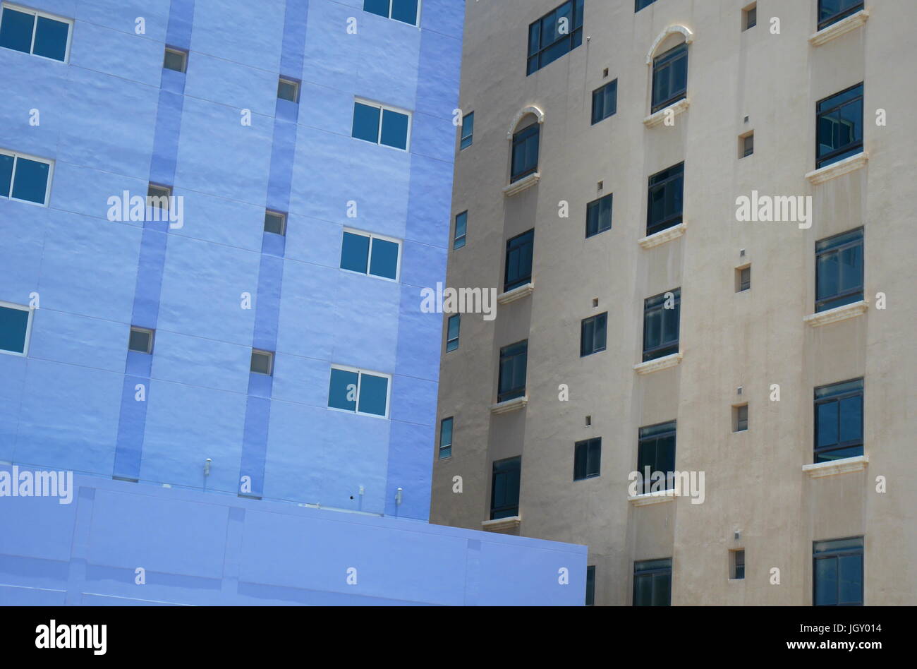 Facade of new apartment blocks, Janabiya, Kingdom of Bahrain Stock ...
