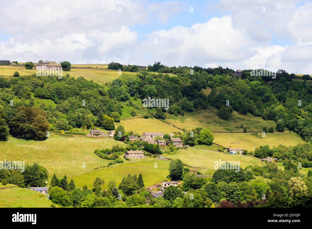 View across the Calder Valley near Hebden Bridge Stock Photo - Alamy