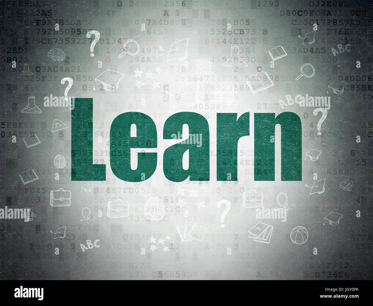 Education concept: Learn on Digital Data Paper background Stock Photo ...