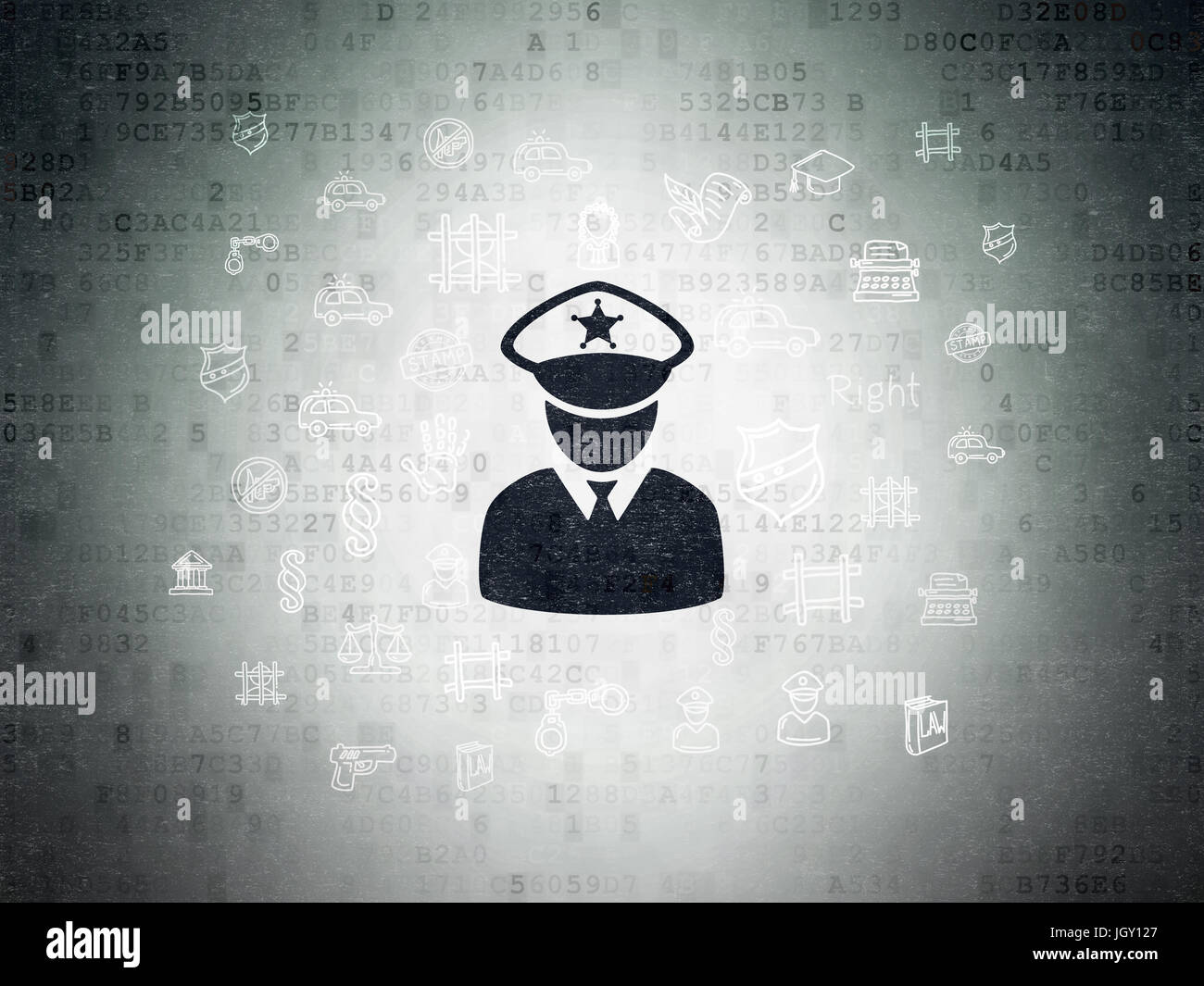 Law concept: Police on Digital Data Paper background Stock Photo - Alamy