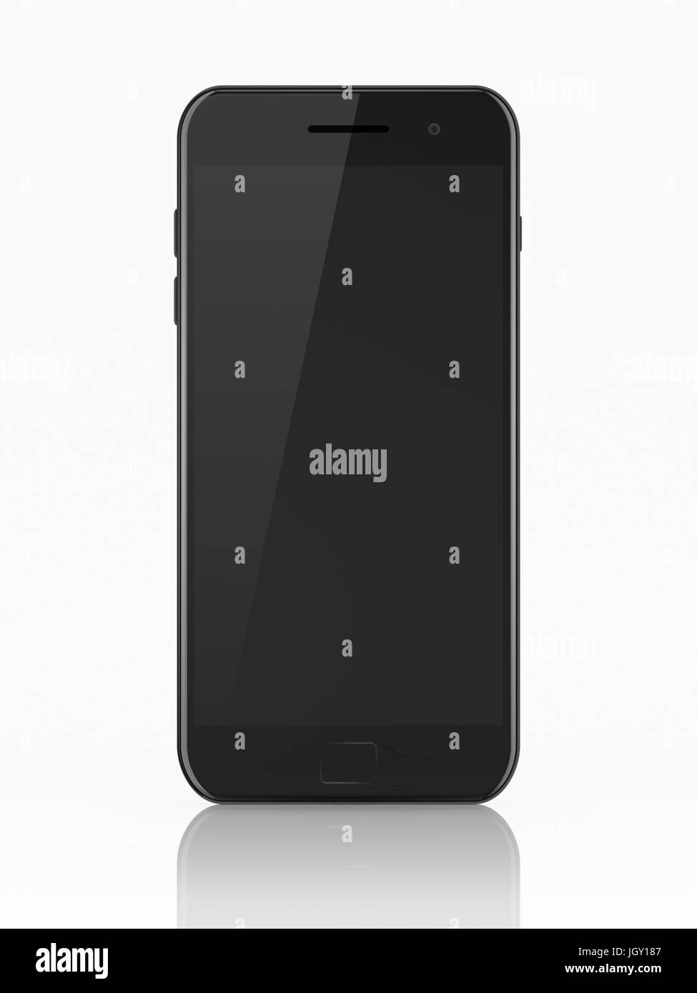 Modern black smartphone with black screen. Generic mobile smart phone ...