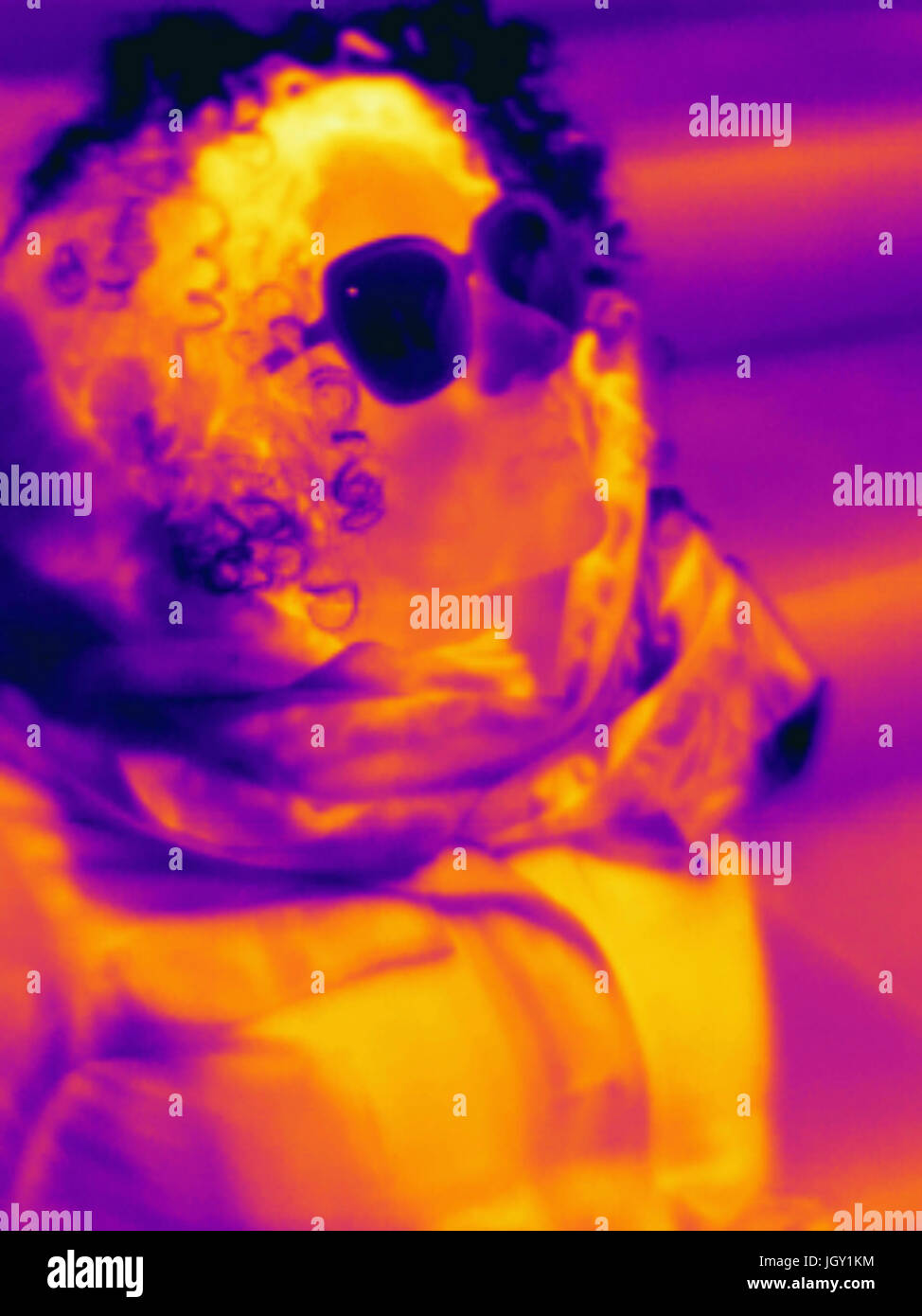 Thermal image of woman wearing sunglasses Stock Photo - Alamy