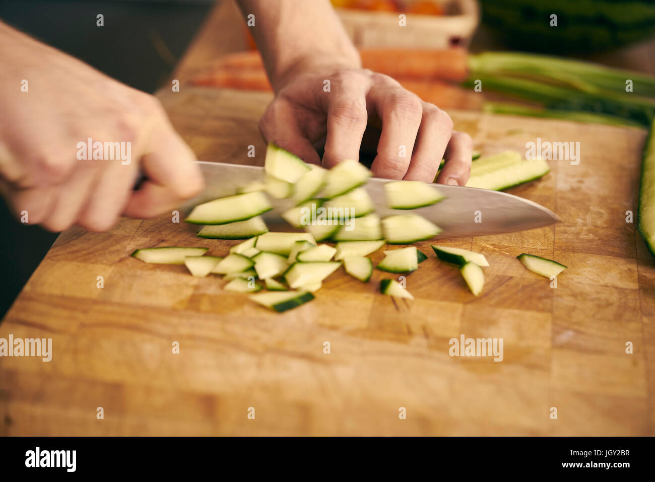 Cropped view of chef chopping vegetables Stock Photo - Alamy