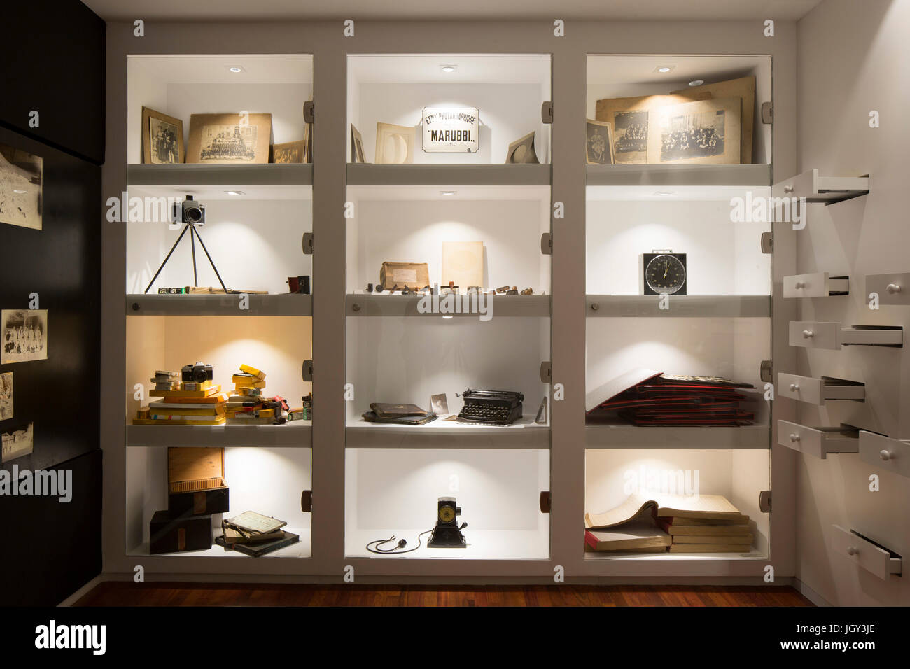 Exhibition space with vintage cameras. Marubi National Museum of ...