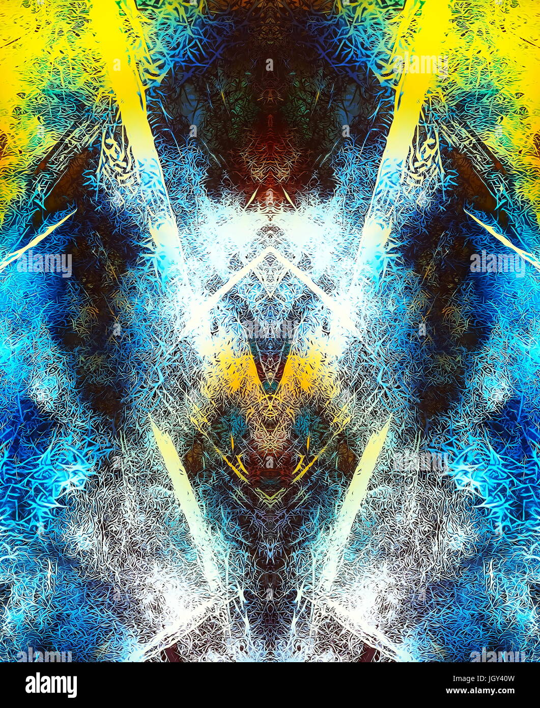 visionary abstract background with neon vibrant colors and mirror and ...