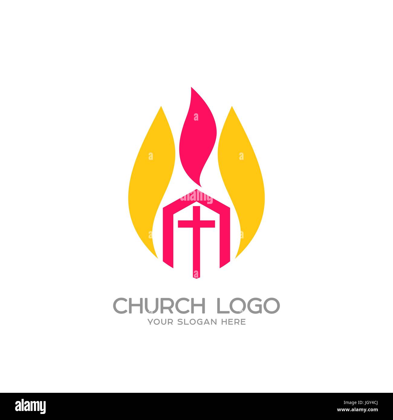 Church logo. Christian symbols. The Church of Christ and the Flame of ...