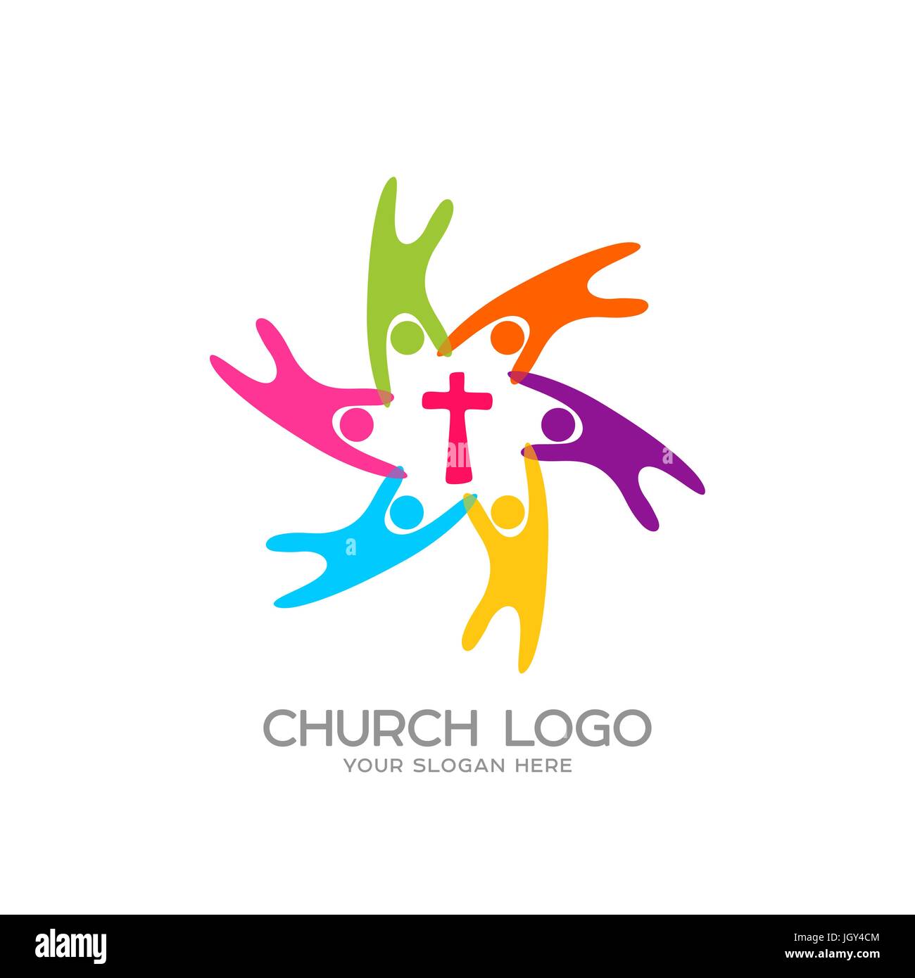 Church logo. Christian symbols. People united by the Savior Jesus Stock ...