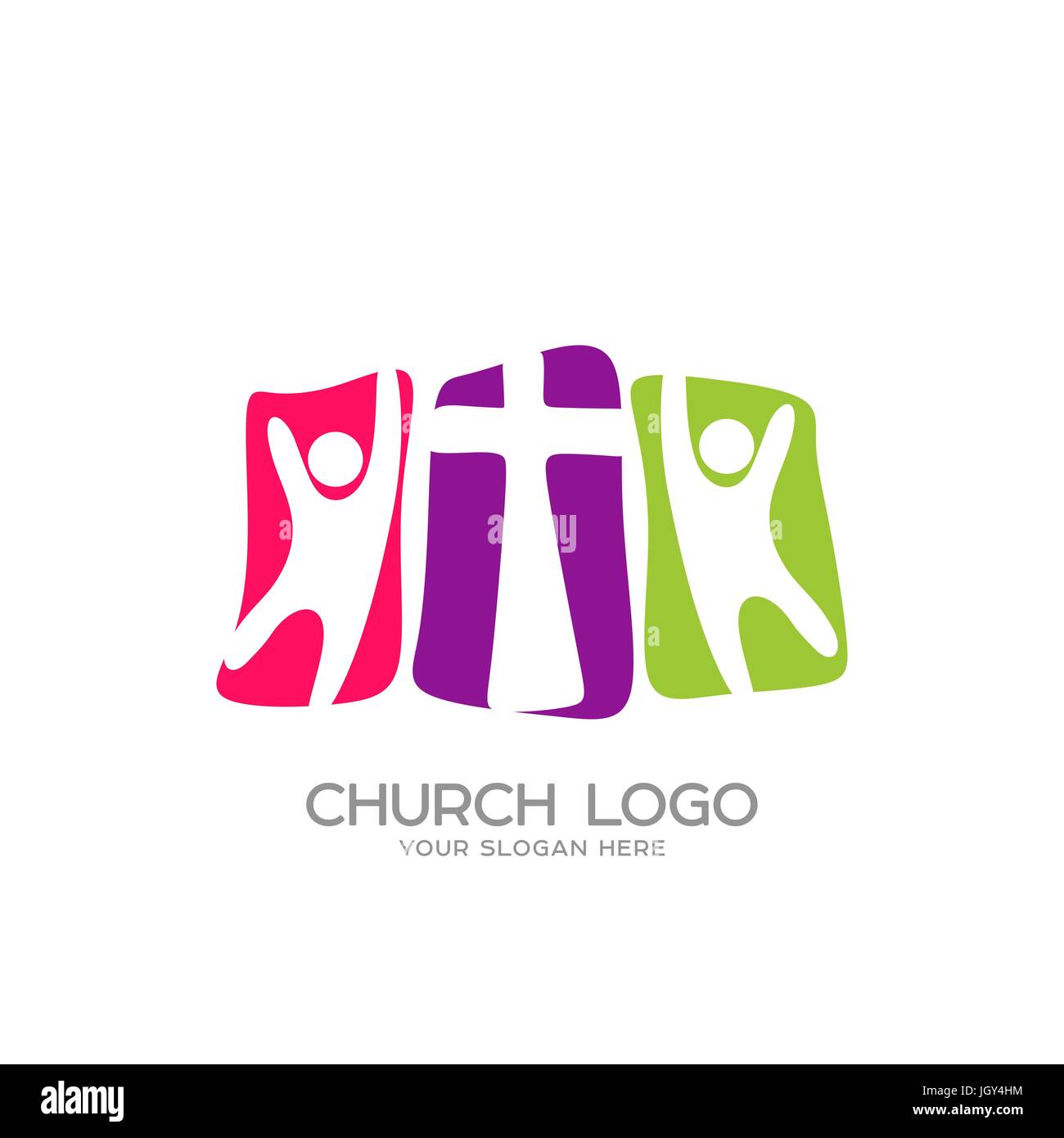 Church logo. Christian symbols. People worship the Lord Jesus Christ ...