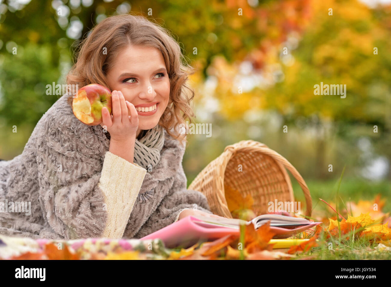young woman resting in park Stock Photo - Alamy