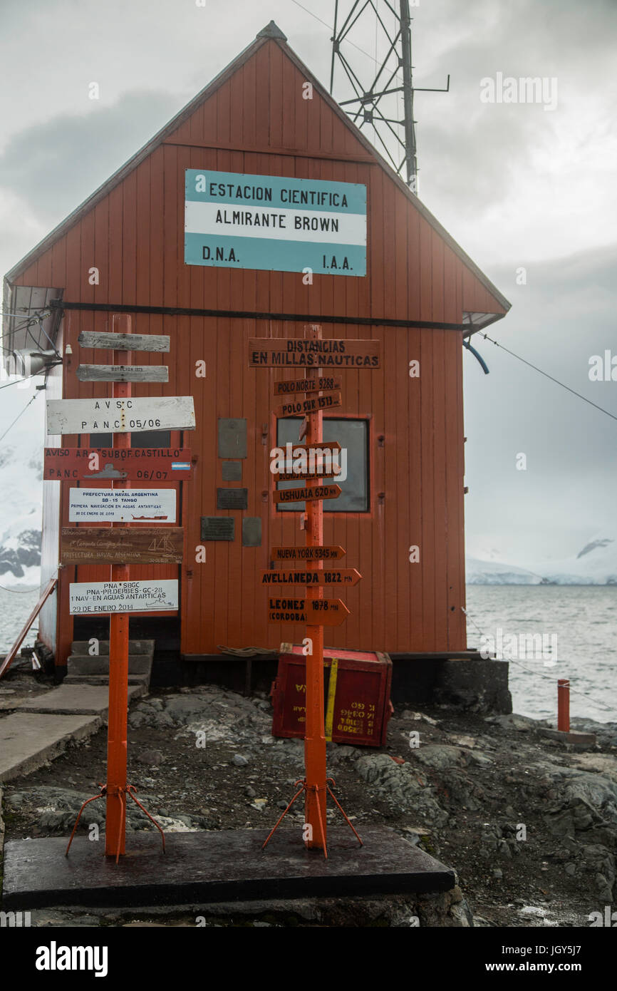 Argentina's Antarctic base Almirante Brown at Paradise Bay Stock Photo ...