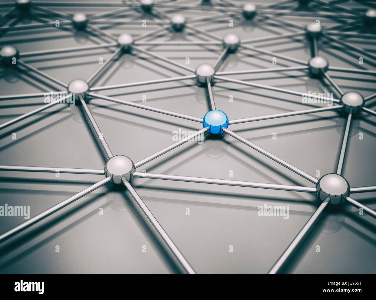 Network 3d illustration single blue sphere standing out Stock Photo - Alamy