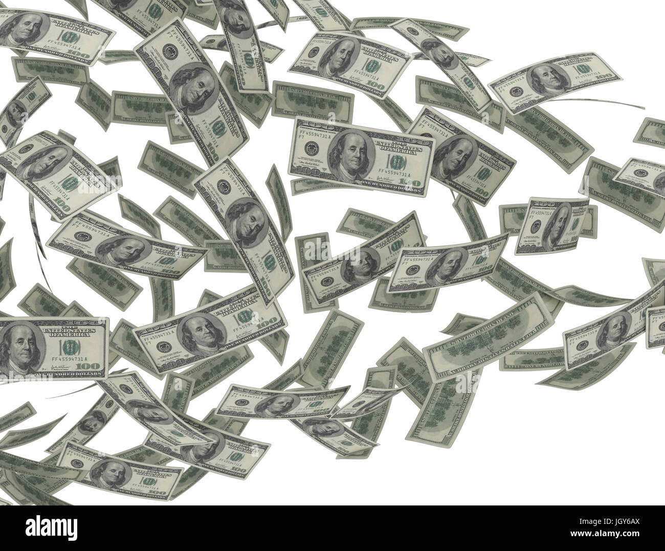 Flow of money. US dollars isolated on white background Stock Photo - Alamy