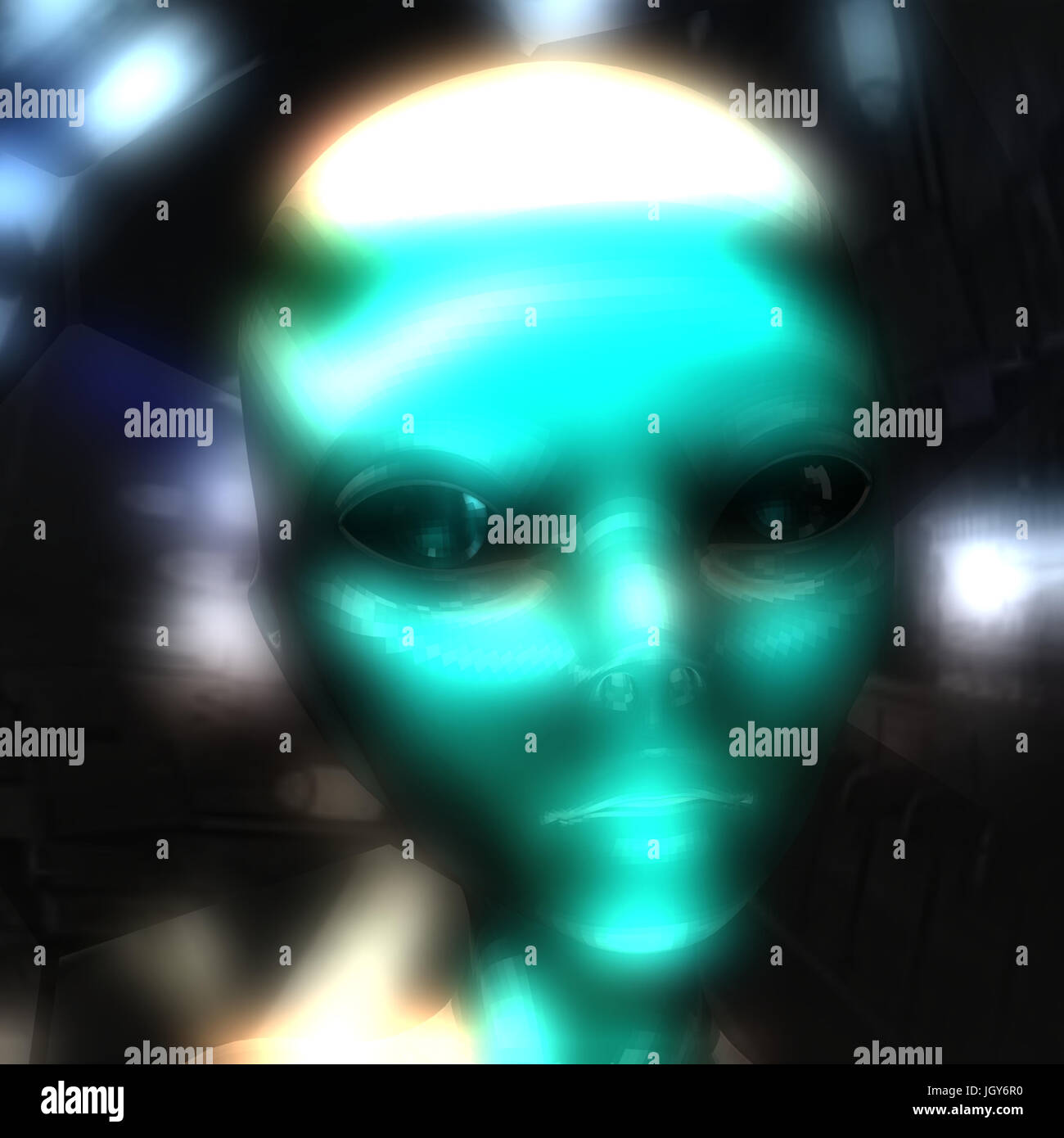 3D Illustration of an Alien Head Stock Photo - Alamy