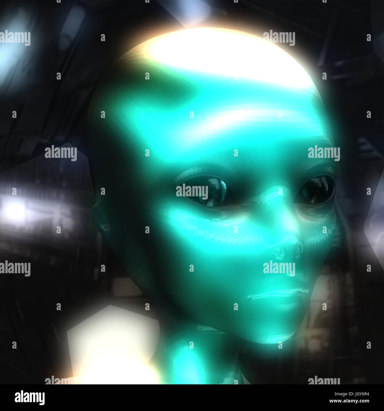 3D Illustration of an Alien Head Stock Photo - Alamy