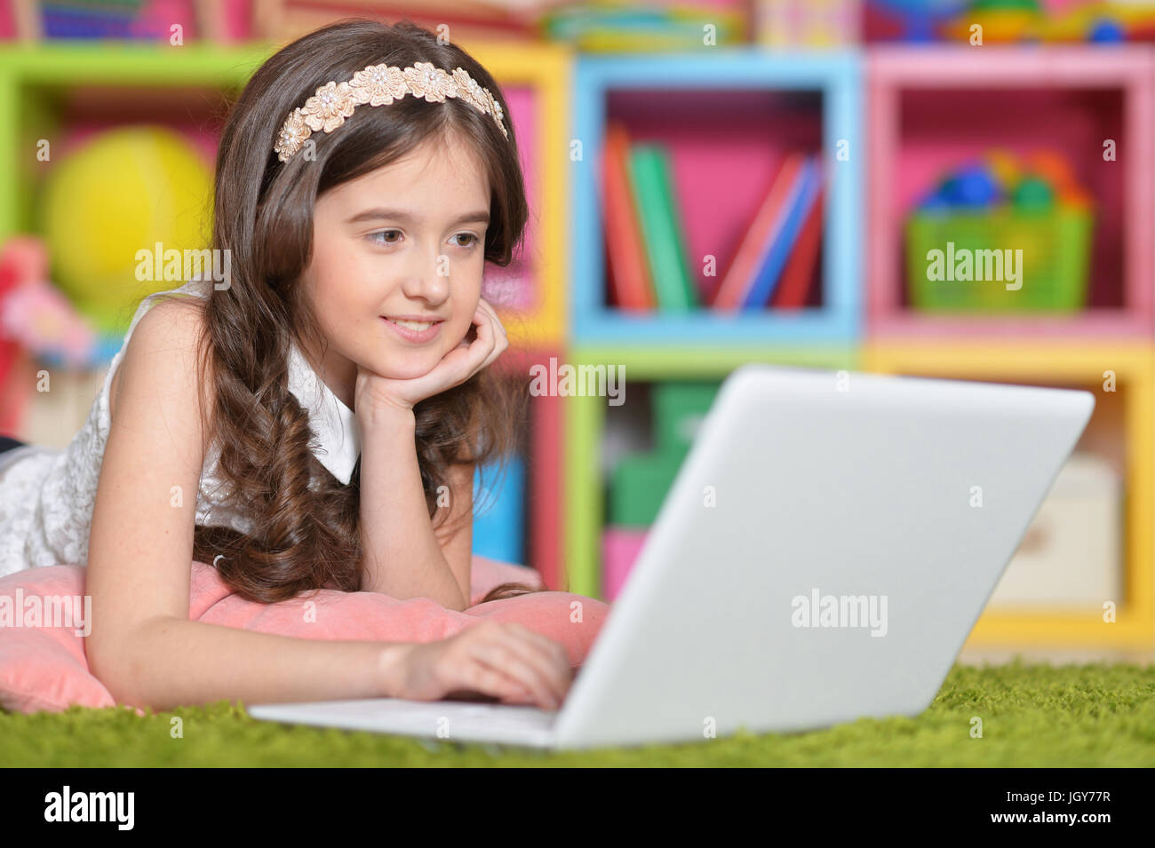 girl using modern laptop Stock Photo - Alamy