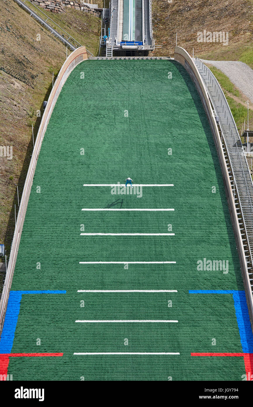 Ski jump. Artificial track. Sport background. Norwegian summer ...