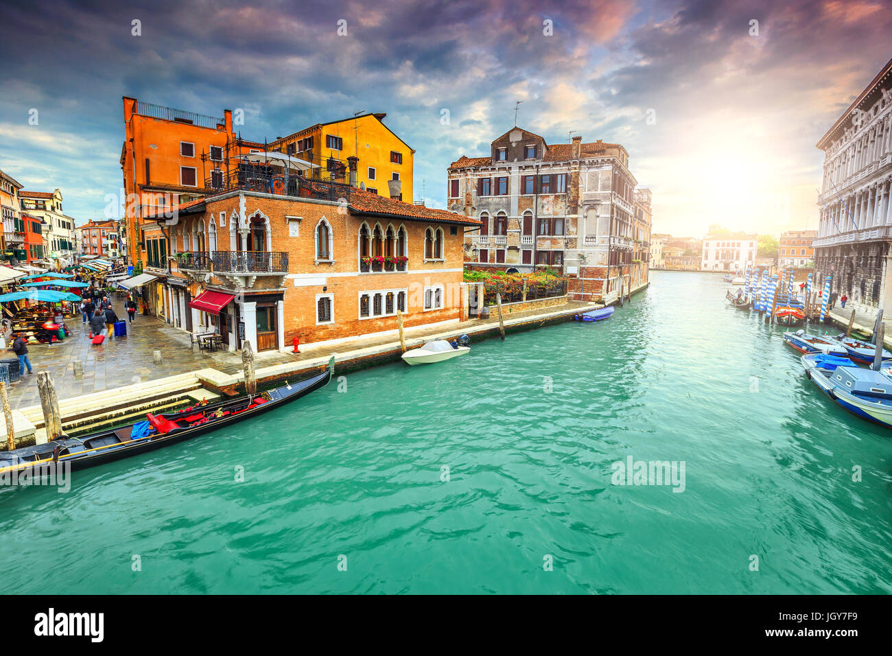 Stunning colorful medieval buildings,narrow canals with markets ...