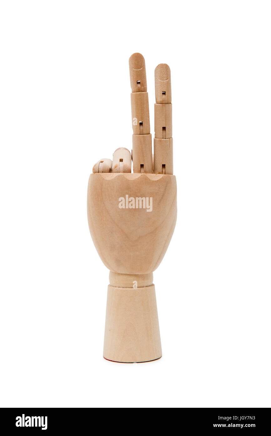 Wooden hand isolated on the white background Stock Photo - Alamy