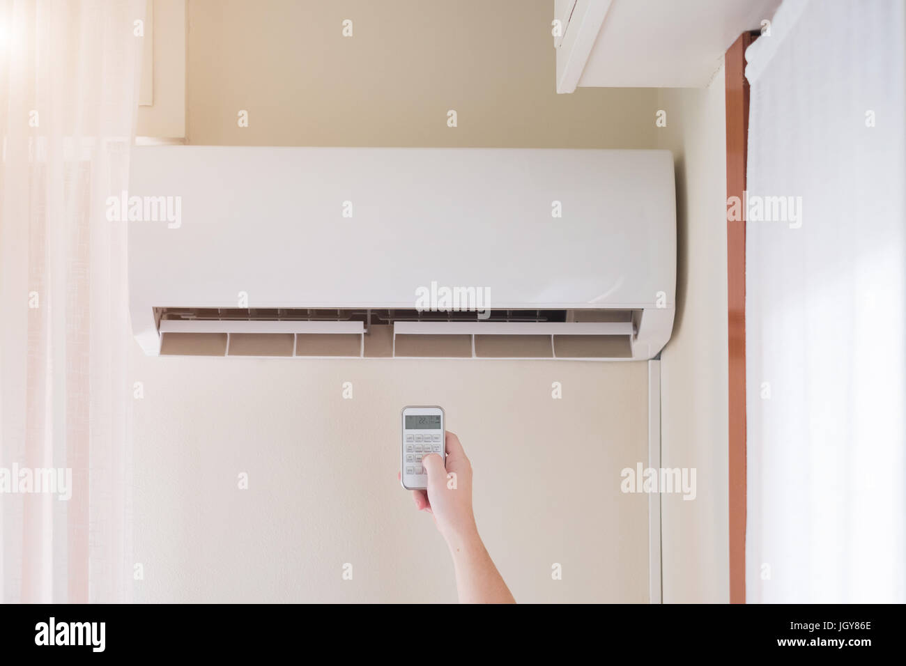 Split air conditioner on wall hi-res stock photography and images - Alamy