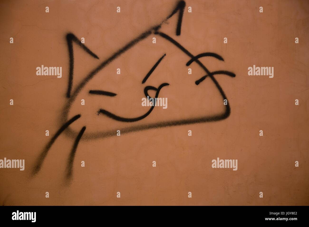 Concept simplicity cat face graphic wall background Stock Photo - Alamy