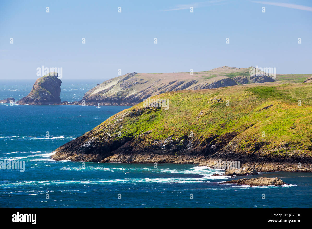 Looking towards Skomer Island from Wooltack Point, Pembrokeshire, Wales ...
