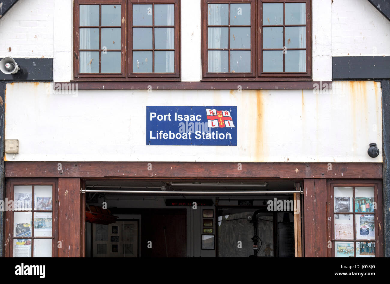 Exterior of the RNLI Lifeboat Station in Port Isaac, Cornwall, England ...