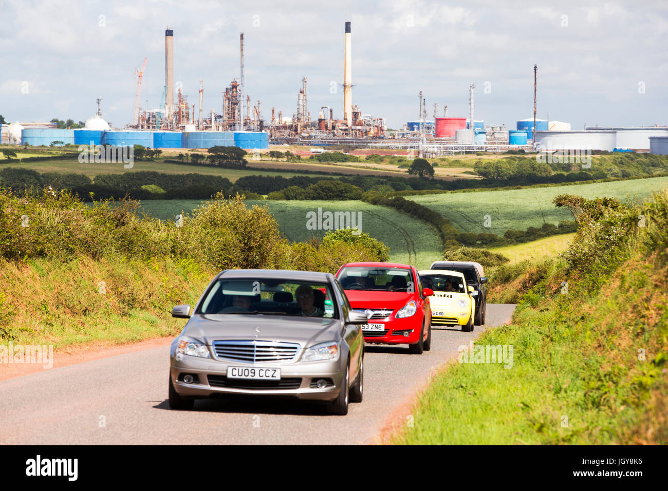 An oil refinery at Robeston Cross, Pembrokeshire, Wales, UK Stock Photo ...