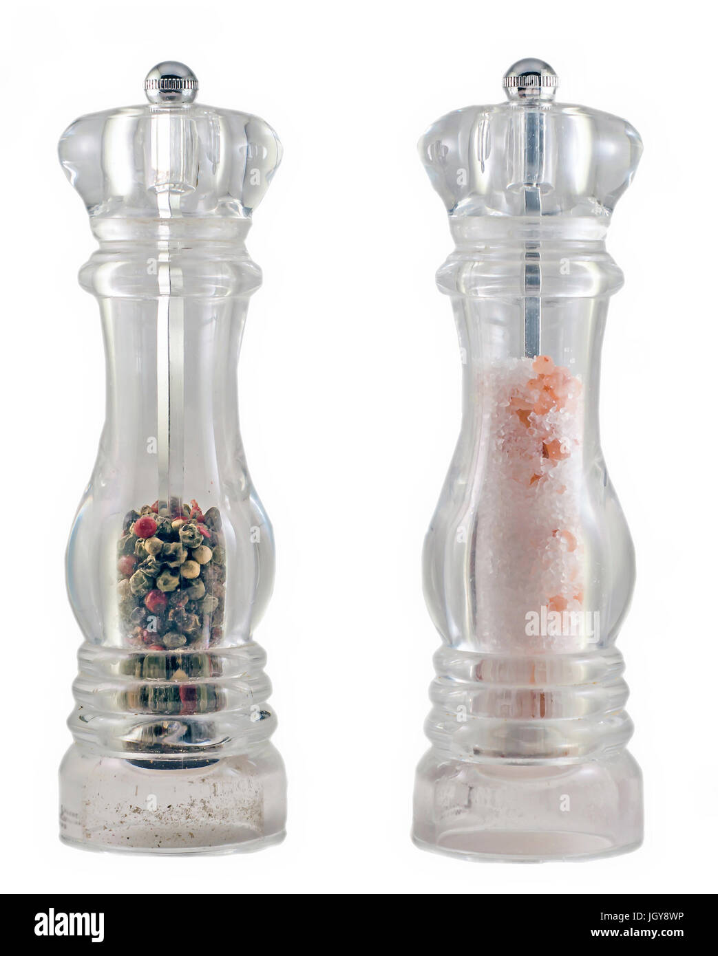 Transparent salt and pepper cellar, close up isolated Stock Photo - Alamy
