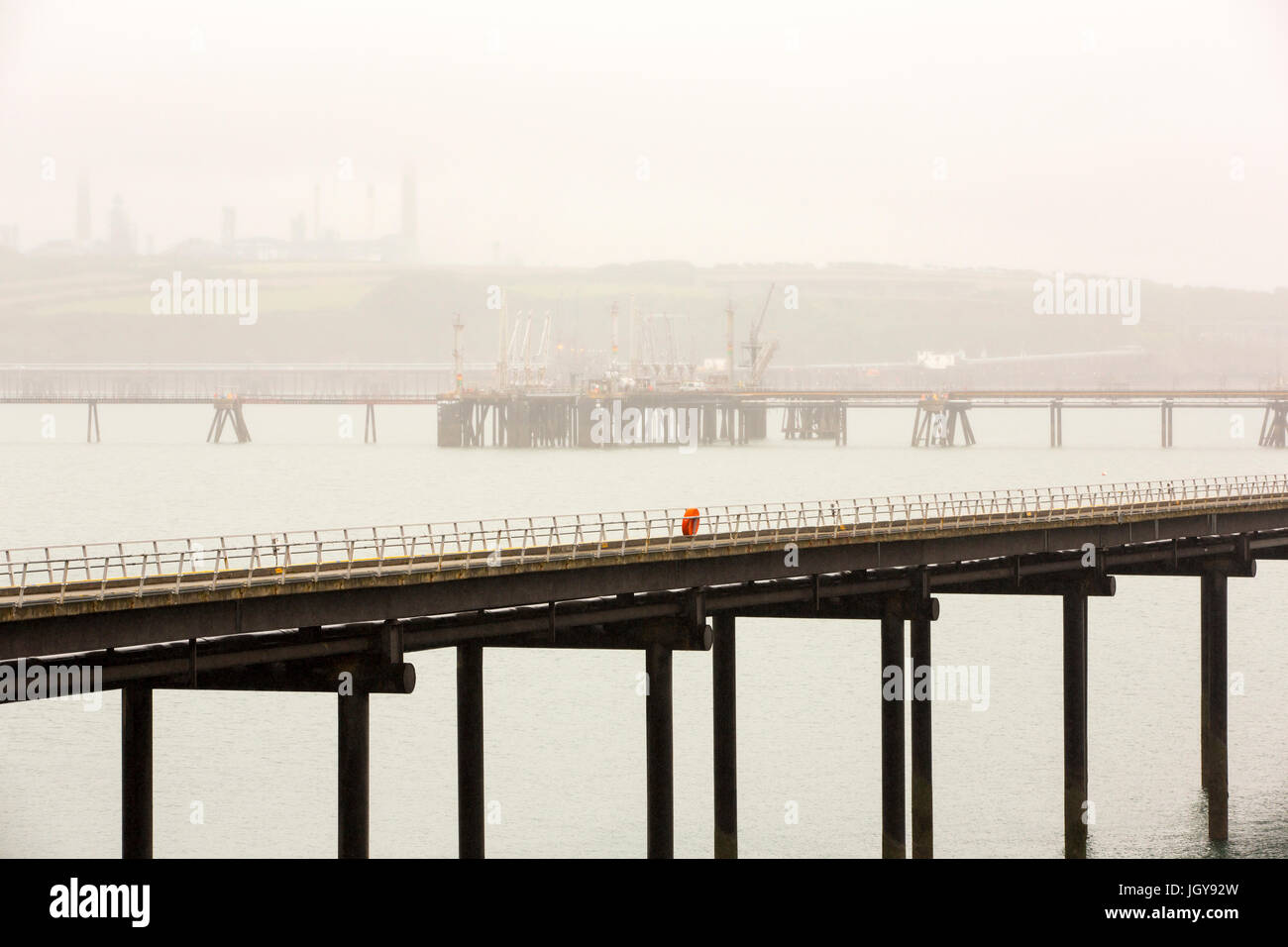 An oil offloading facility at a refinery at Milford Haven ...