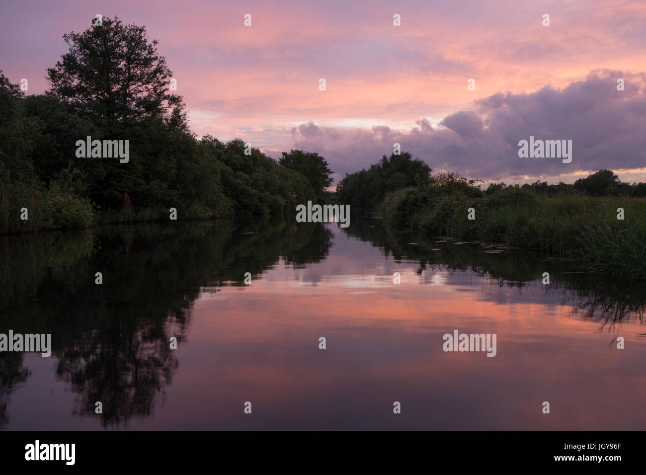 River Ant, Norfolk Broads, UK. June. Sunset Stock Photo - Alamy