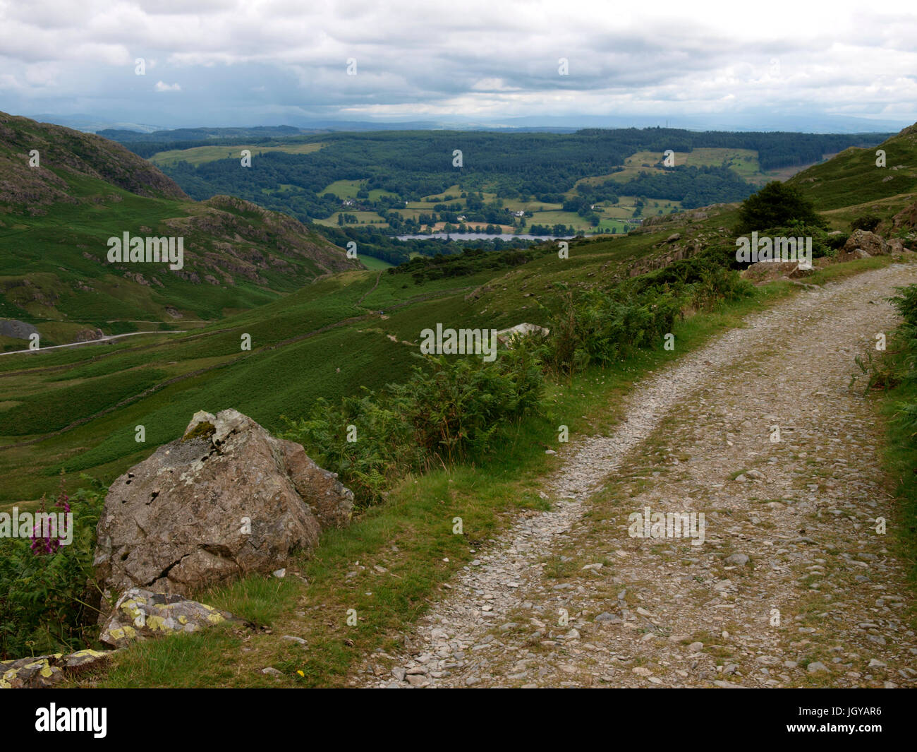Hillside track, Coppermines Valley, Coniston, The Lake District ...