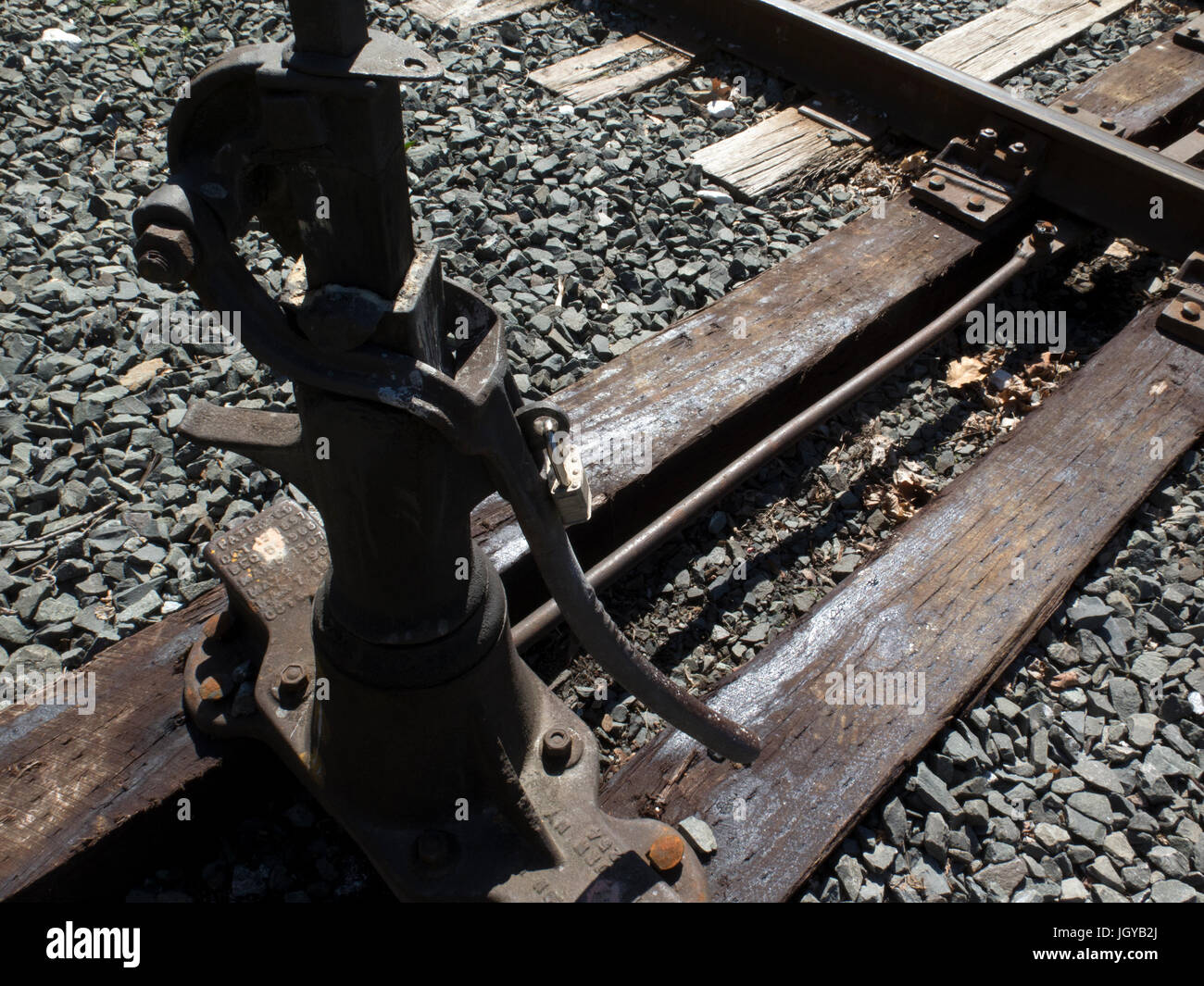 Old railroad switching mechanism still being used Stock Photo - Alamy
