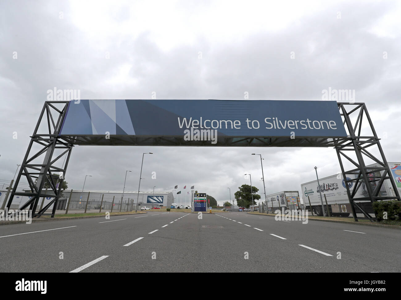 General view of the main entrance at Silverstone Circuit, Towcester ...