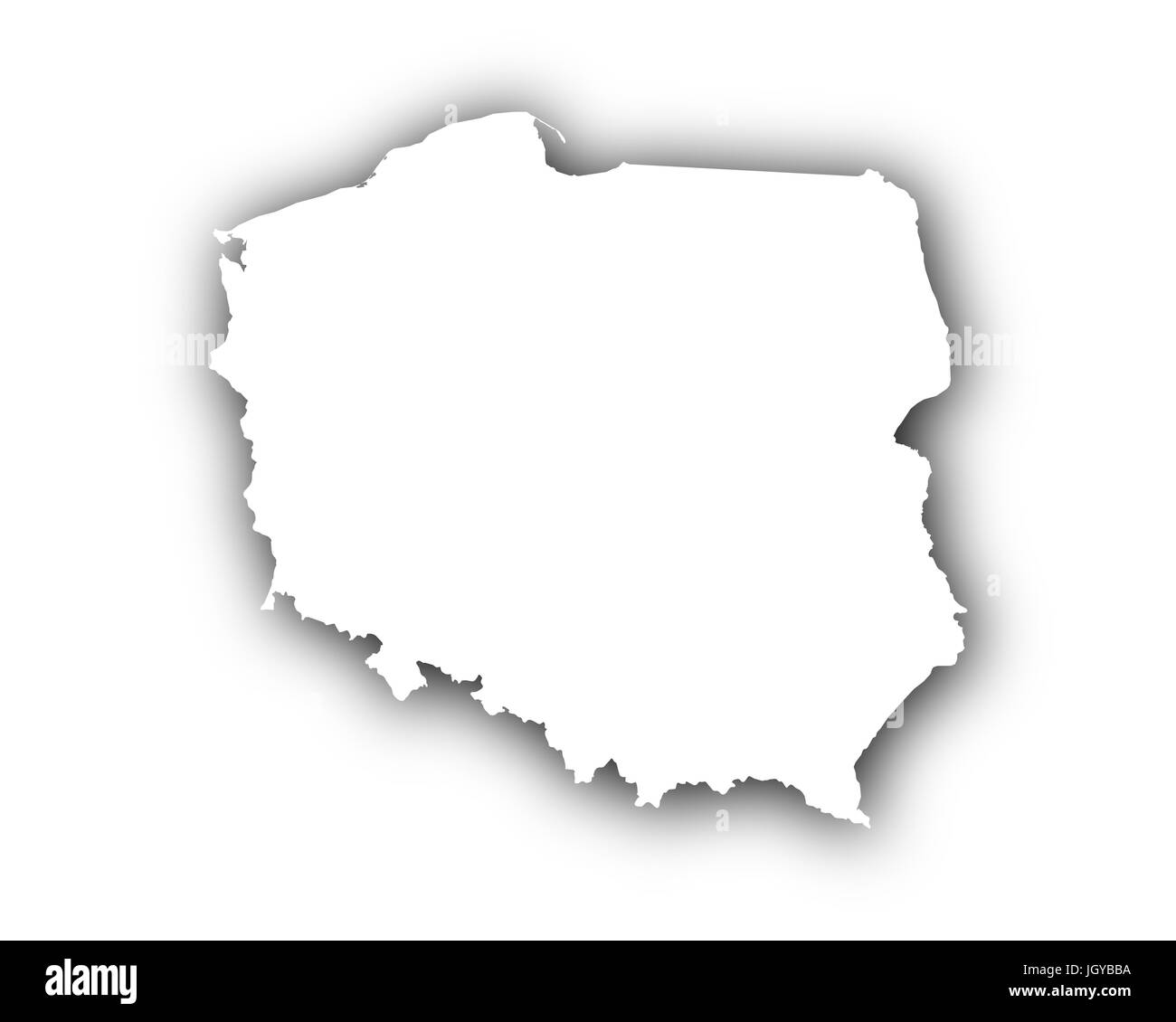Map of Poland with shadow Stock Photo - Alamy