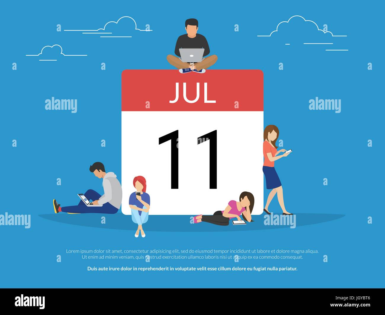 Calendar symbol with people concept flat vector illustration Stock ...