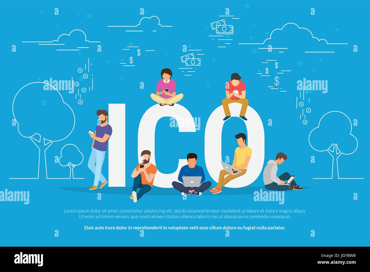 ICO concept illustration Stock Vector Image & Art - Alamy