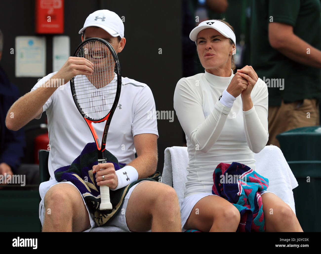 Jamie Murray and Martina Hingis during their doubles match on day eight ...
