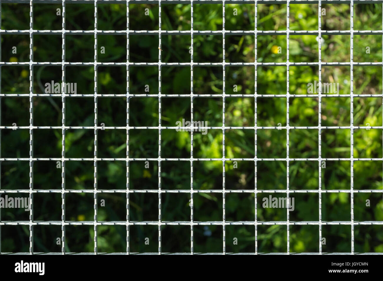 Pedestrian grid bridge above green grass, abstract background Stock ...