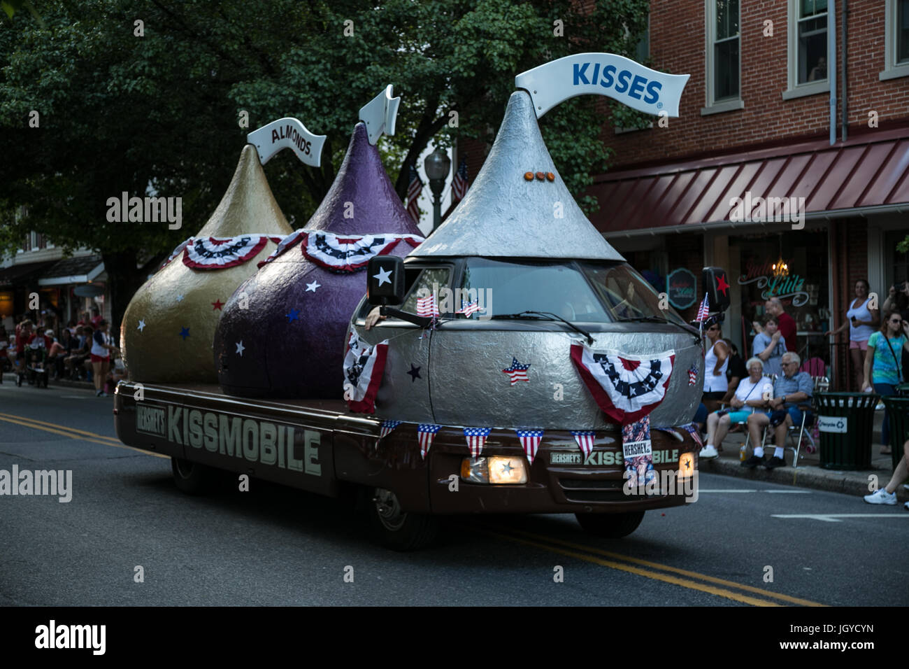 Lititz, PA - July 3, 2017: The Hershey Kissmobile in a small town ...