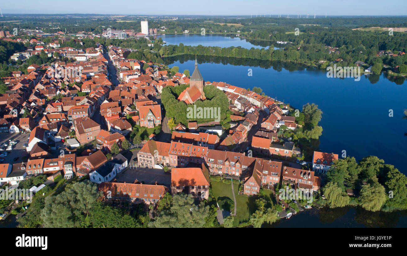 aerial photo of the old town, Moelln, Schleswig-Holstein, Germany Stock ...