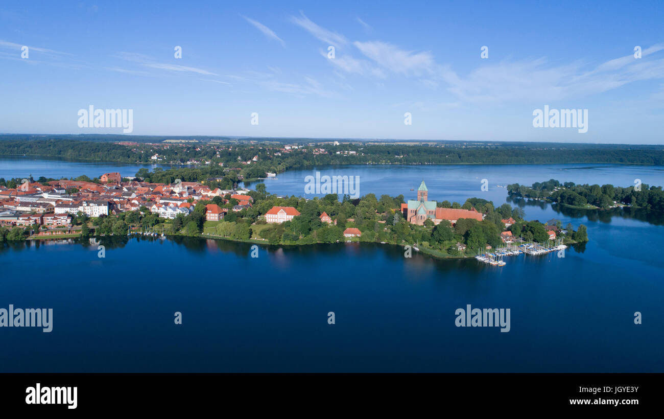 aerial photo of the old town with cathedral, Ratzeburg, Schleswig ...