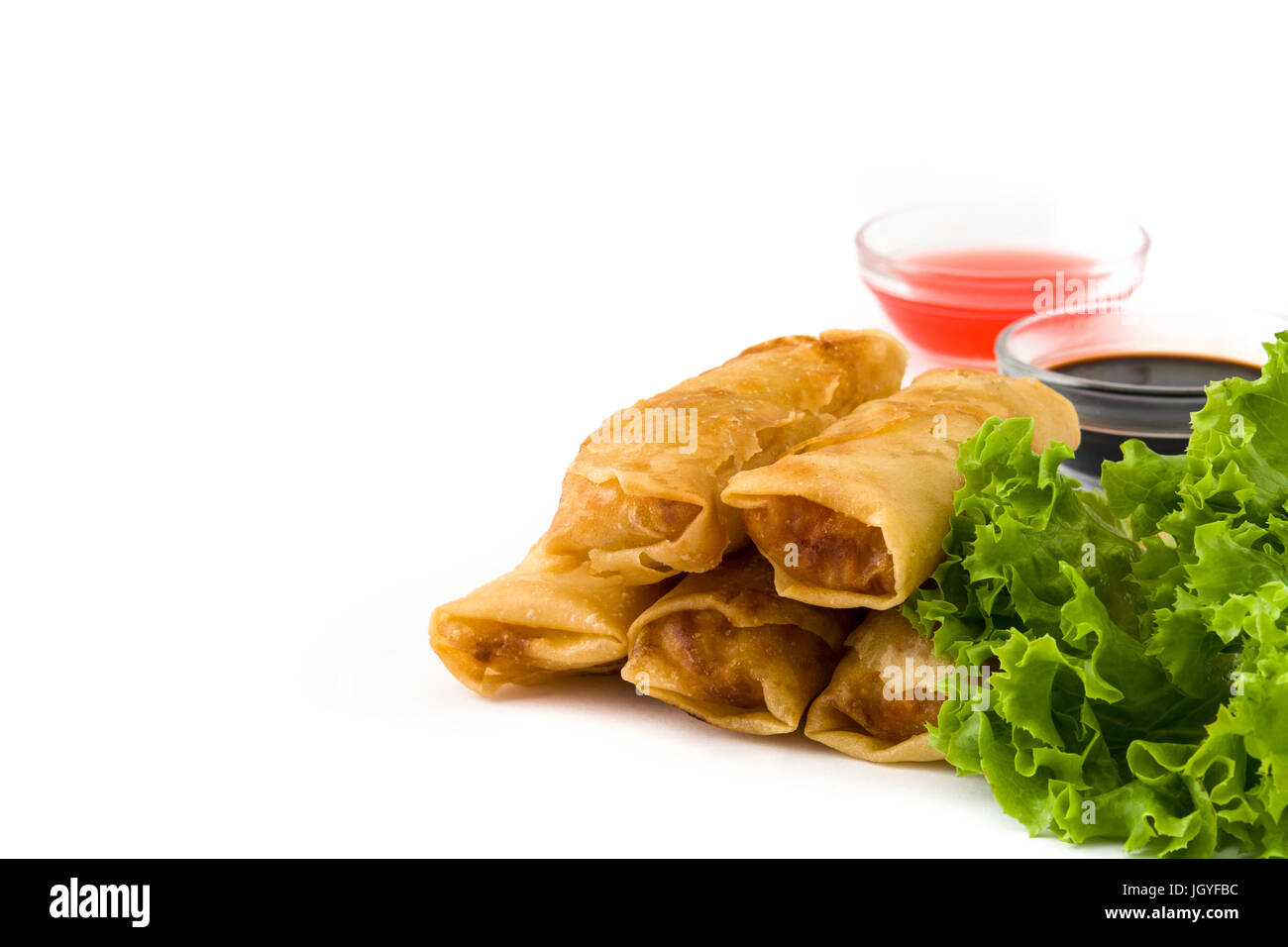 Vegetable spring rolls isolated on white background Stock Photo - Alamy