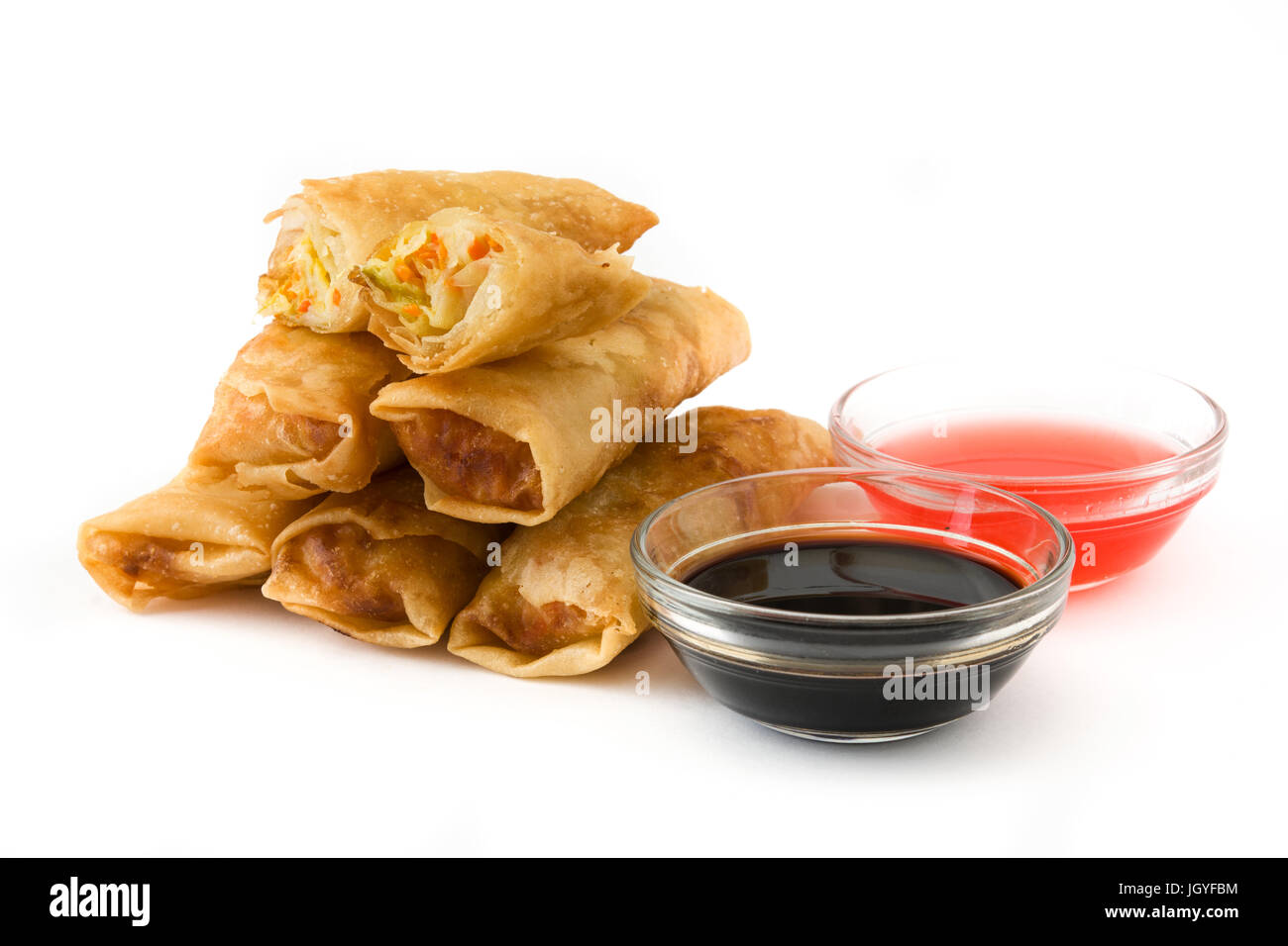 Vegetable spring rolls isolated on white background Stock Photo - Alamy
