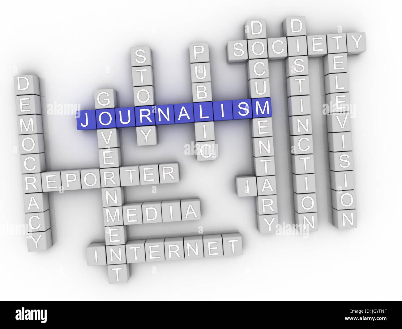 3d Journalism Concept word cloud Stock Photo - Alamy