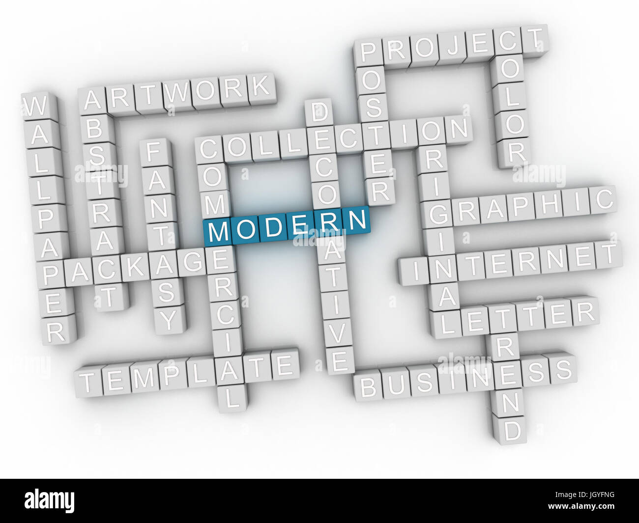 3d Modern Concept word cloud Stock Photo - Alamy