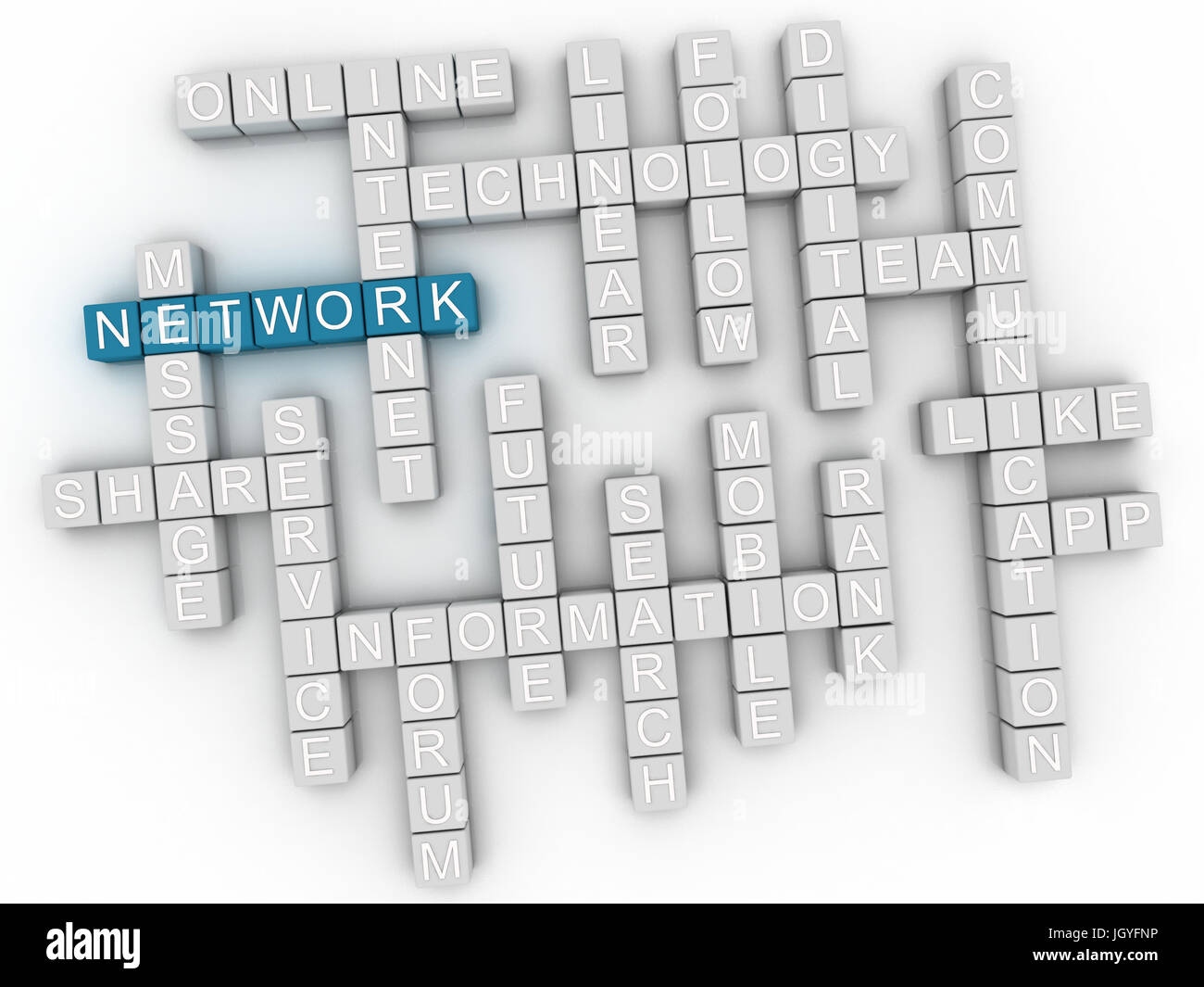 3d Network Concept word cloud Stock Photo - Alamy