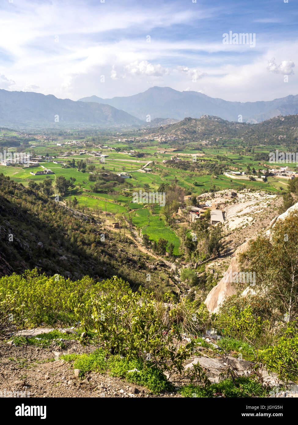 Top view showing countryside landscape of district Malakand in Pakistan ...